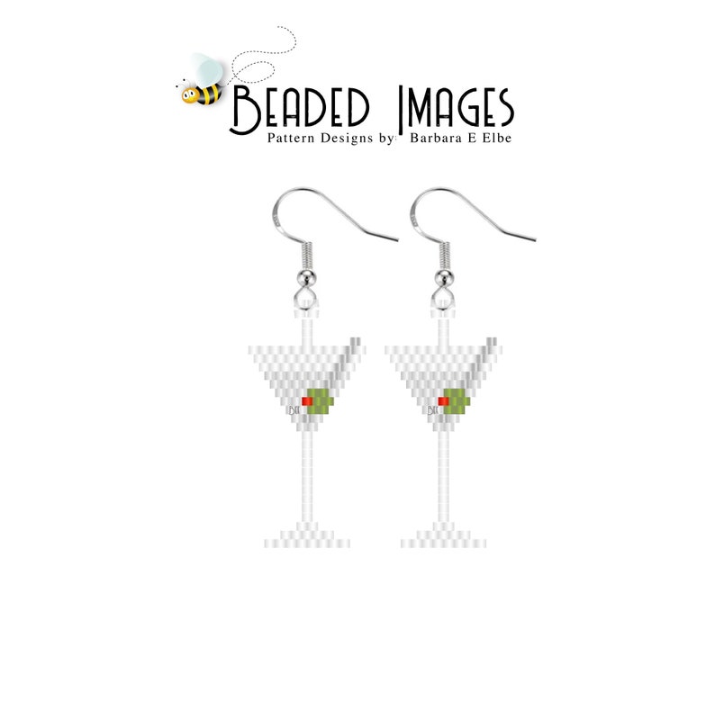 Martini Cocktail Earring or Charm Pattern - Brick or Peyote Stitch Pdf ...