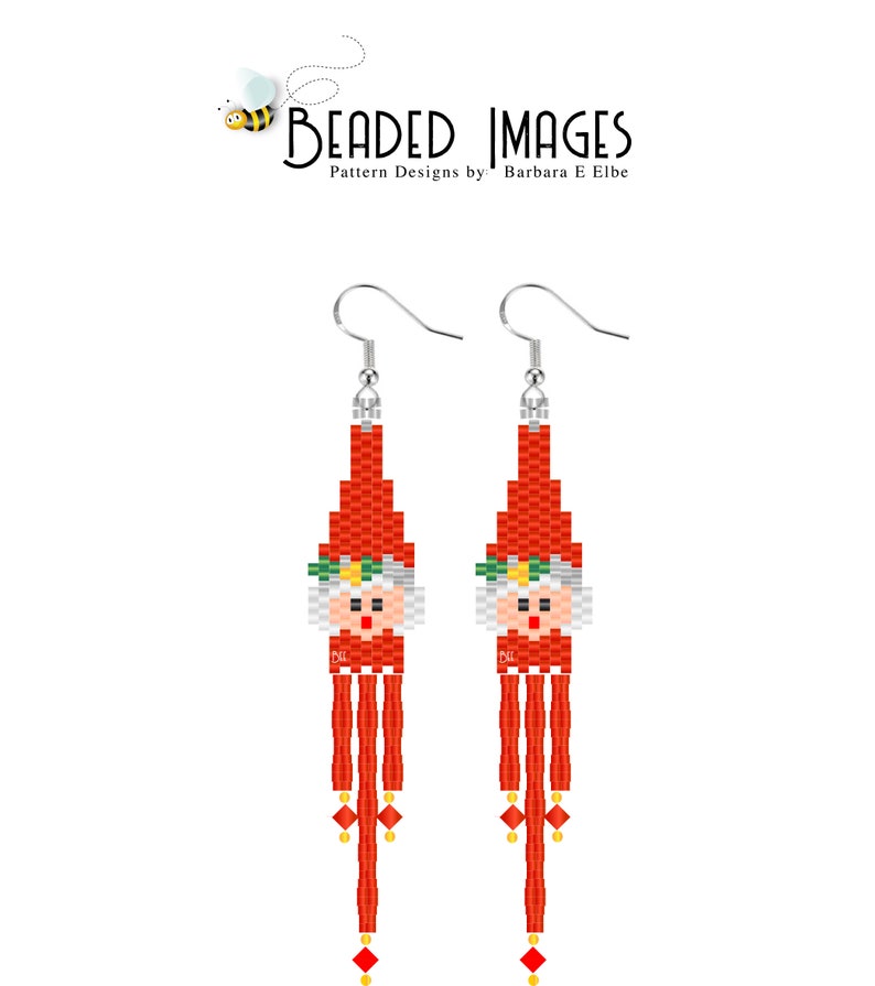 Mrs Santa Claus Beaded Earring PATTERN 205A - Etsy