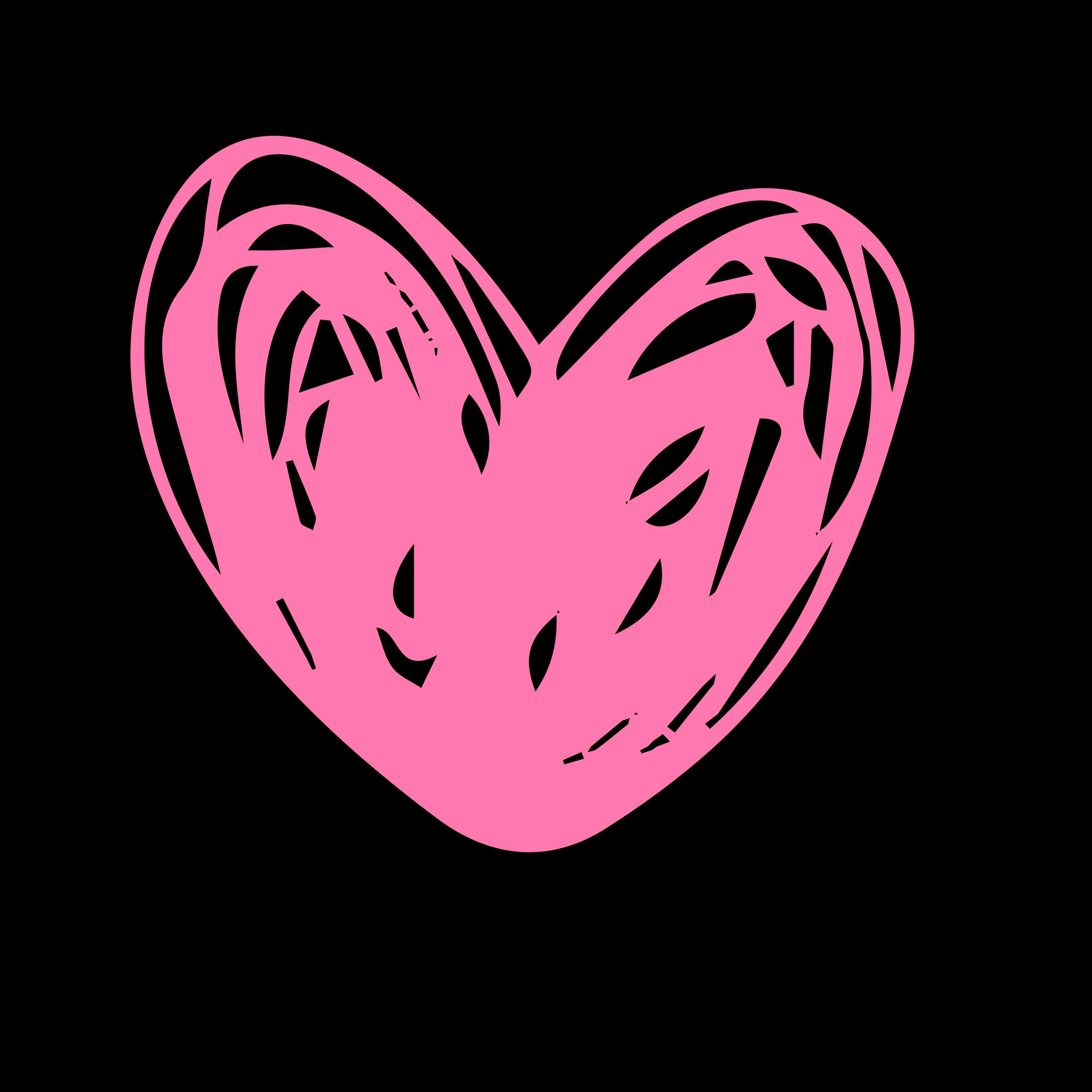 Valentine's Day Pink Doodle Heart Collection A Set of 9 Pink Hearts ...