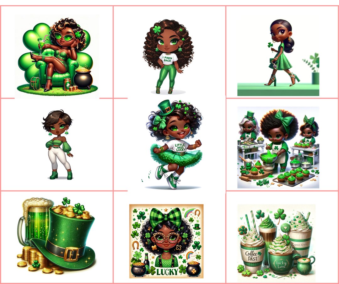African American St. Patrick's Day Printable PNG Bundle 9 Unique ...