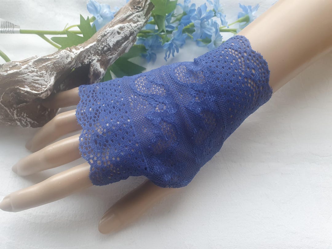 Royal Blue Lace Fingerless Gloves / Mittens / Tattoo Cover / Hand ...
