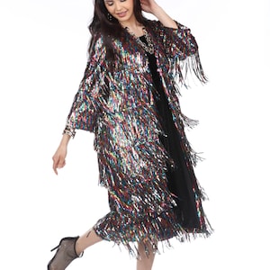 Sparkling Silver Sequin Fringe Jacket - Etsy