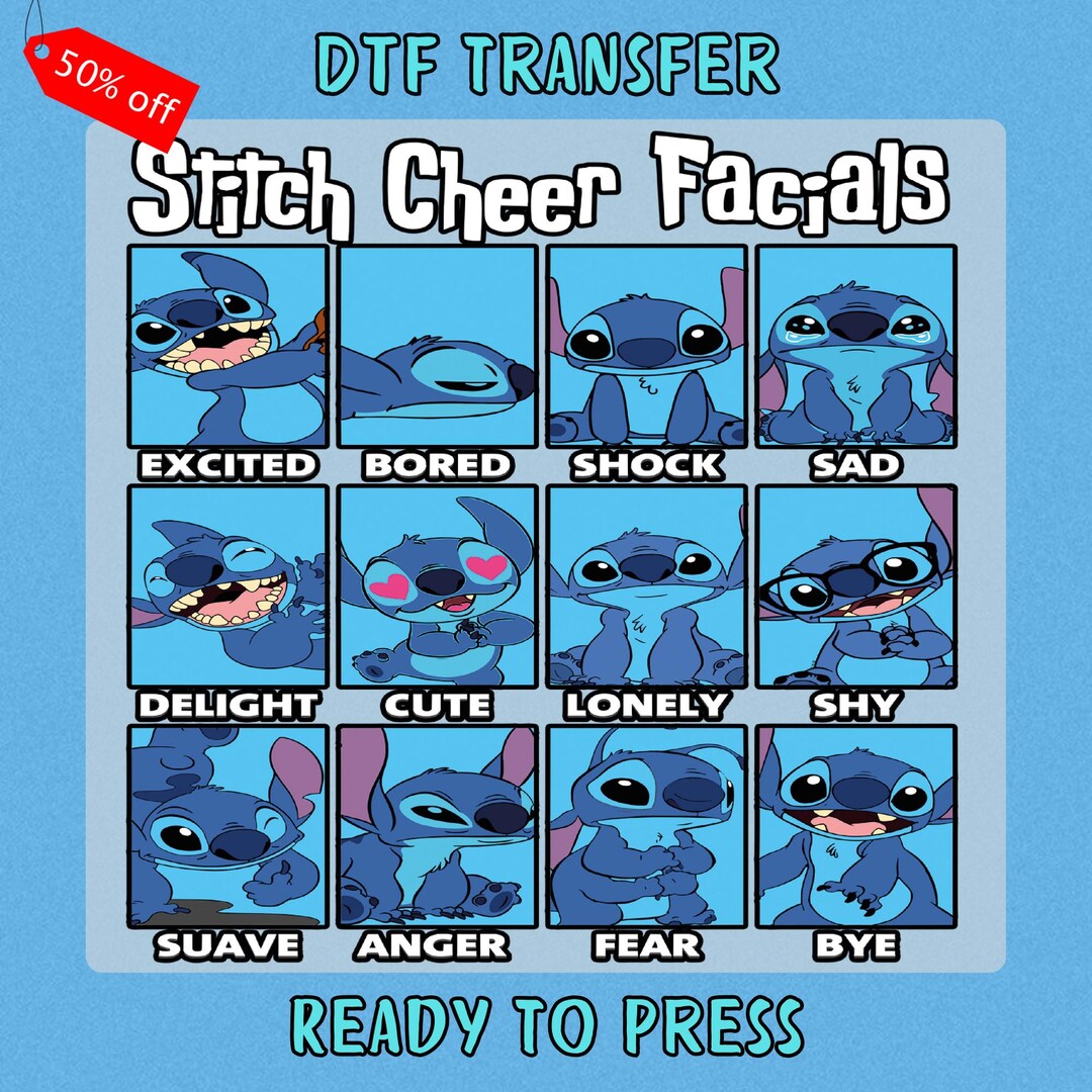 Stitch Christmas Cheer Facials DTF Transfer - Ready to Press - Etsy