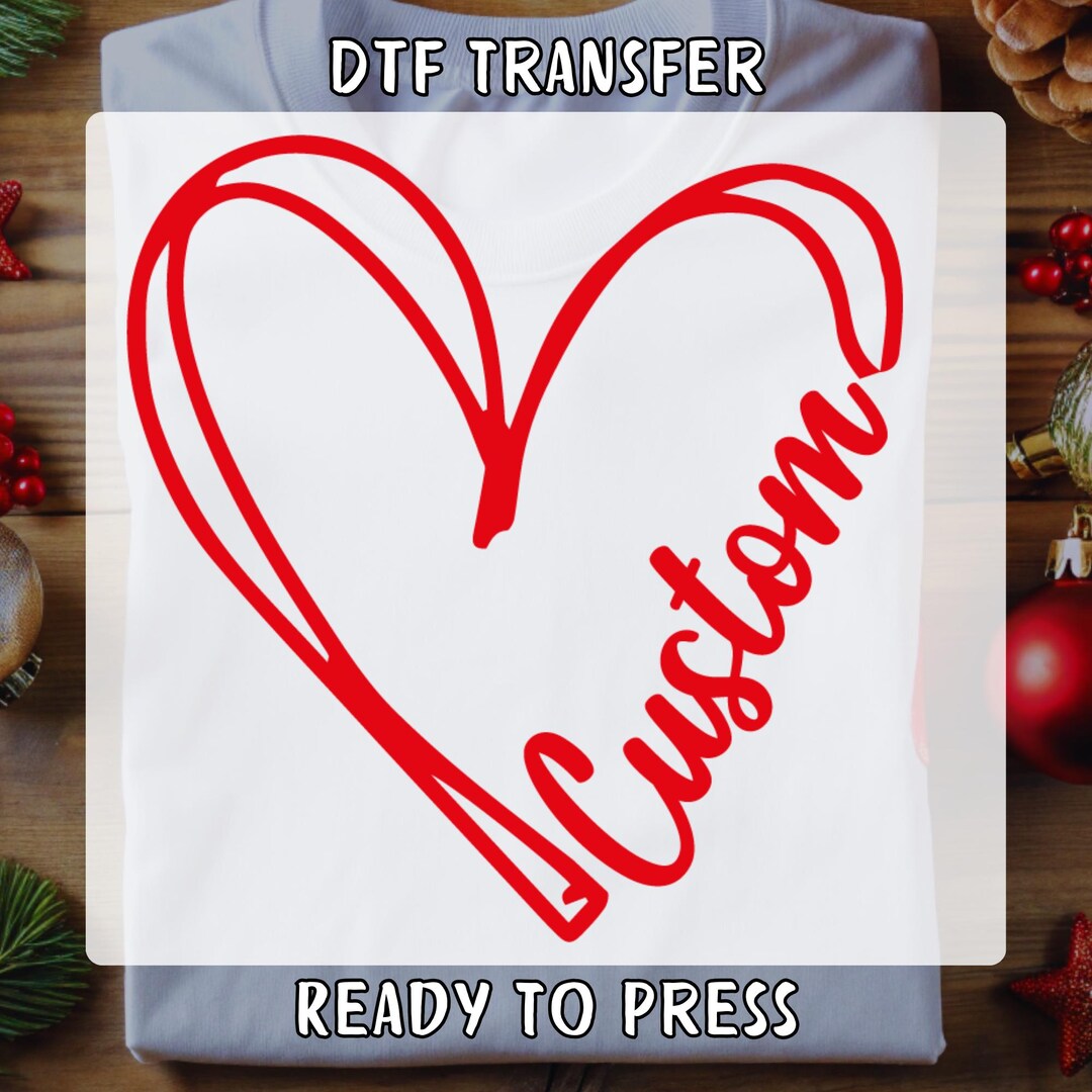 Custom Heart Text DTF Transfer, Personalized Gift, Ready to Press - Etsy