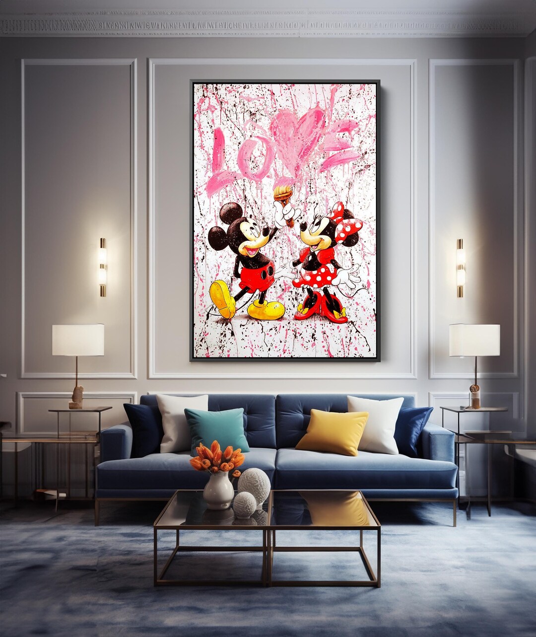 Banksy Mickey and Minnie Mouse Love Abstract Pop Art Canvas, Banksy ...
