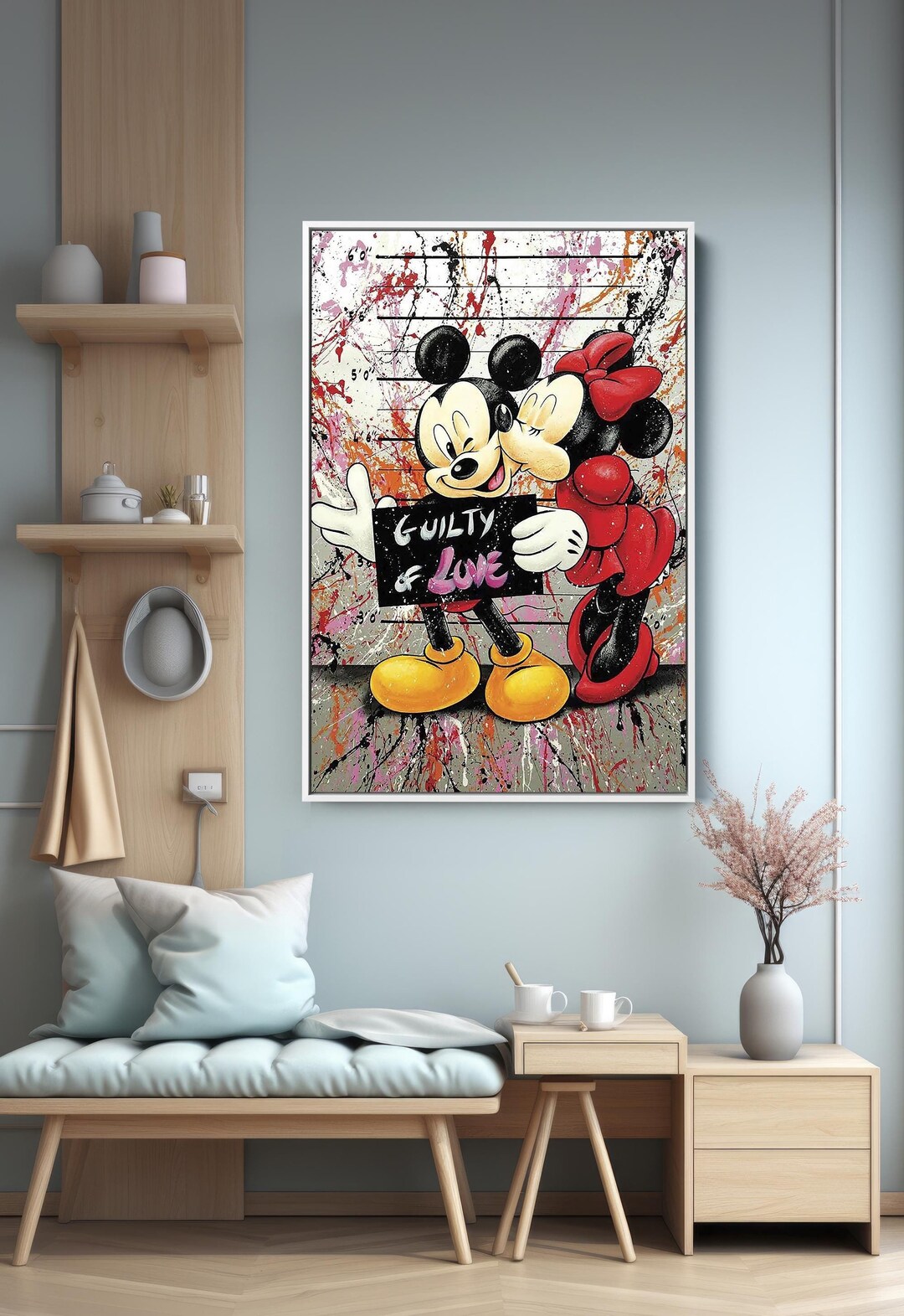 Guilty of Love Mickey and Minnie Mouse Canvas Wall Art, Banksy Style ...