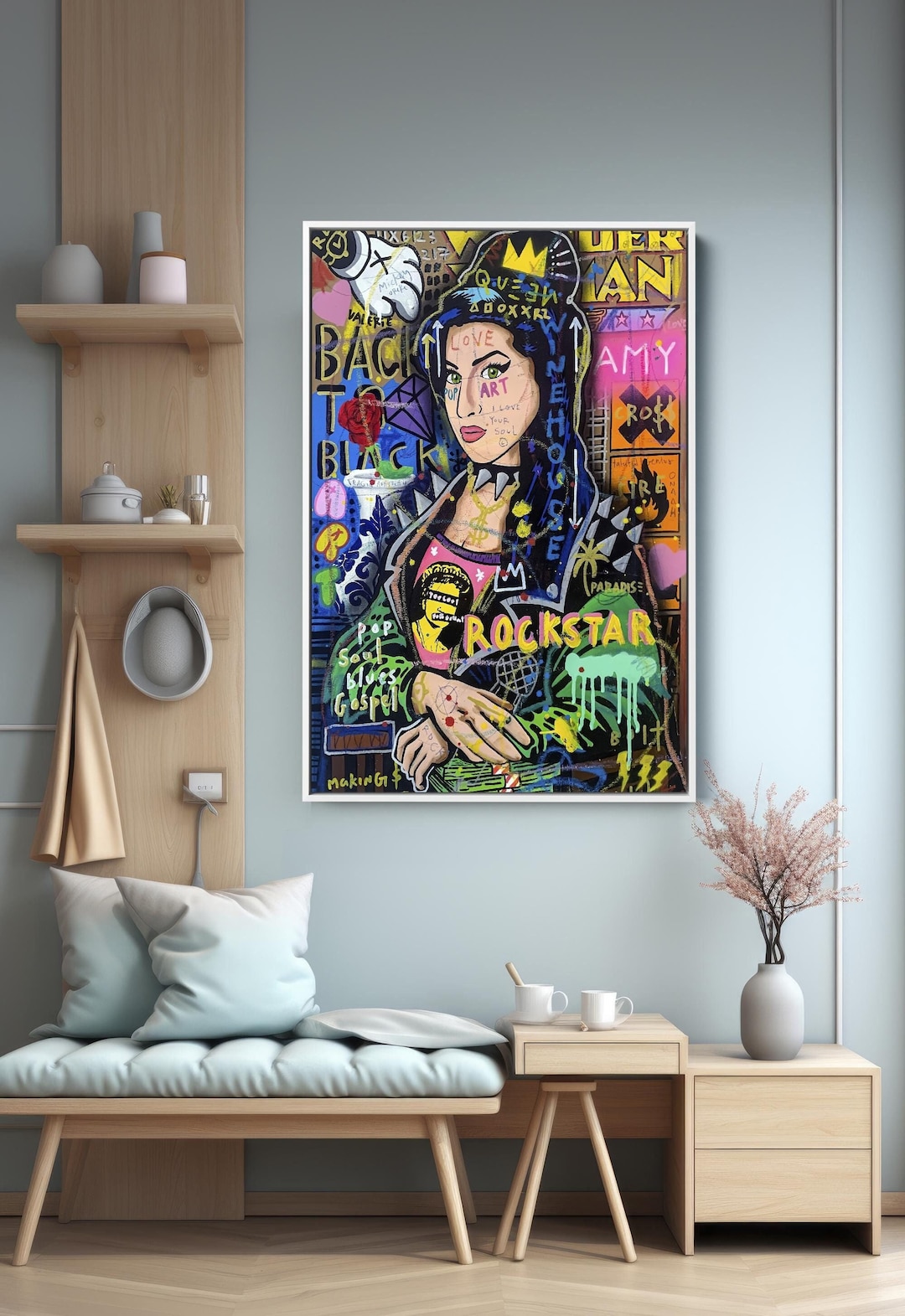 Banksy Amy Winehouse Graffiti Pop Art Canvas, Banksy Style Pop Art, Amy ...