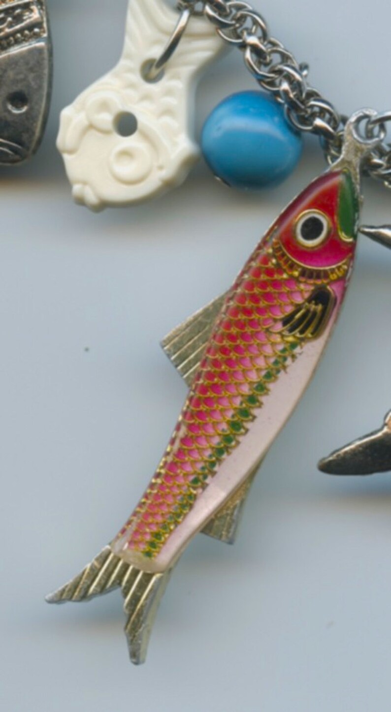 Fish Theme Charm Bracelet With Collectible Charms Made With - Etsy