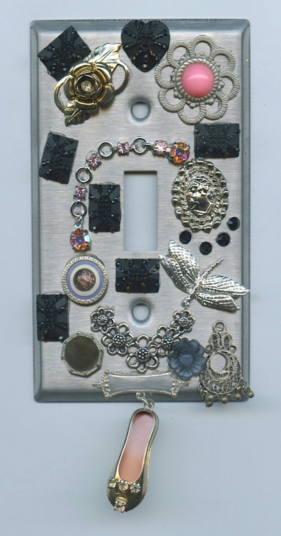 Steampunk Light Switch Cover With Vintage Jewelry Pieces Dragonfly Mini ...