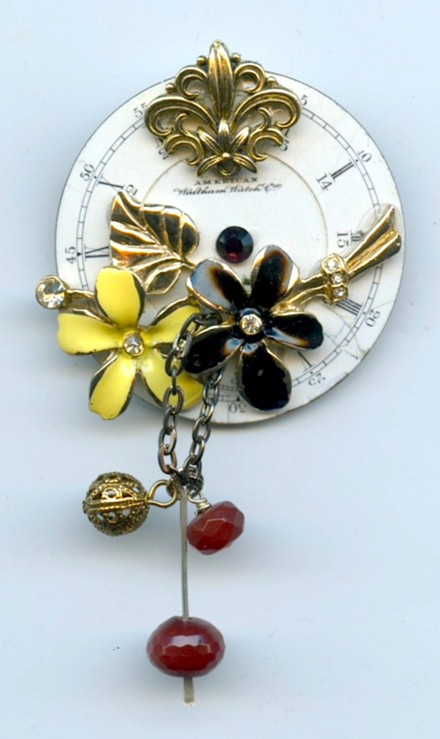 Vintage Watham Porcelain Watch Face Brooch Handmade - Etsy