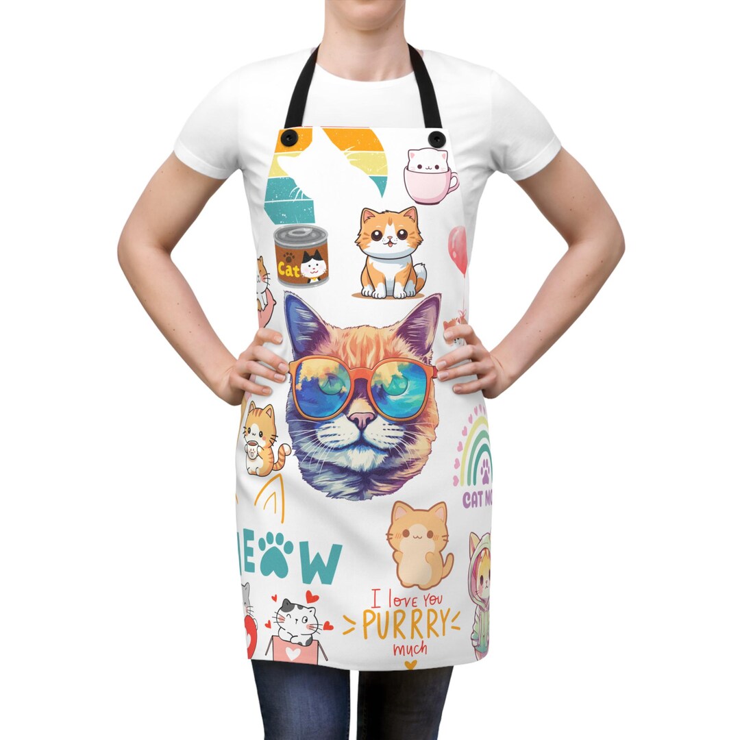 Cute Cat-themed Apron for Cat Lovers, Ideal Gift for Cat Moms, Cooking ...