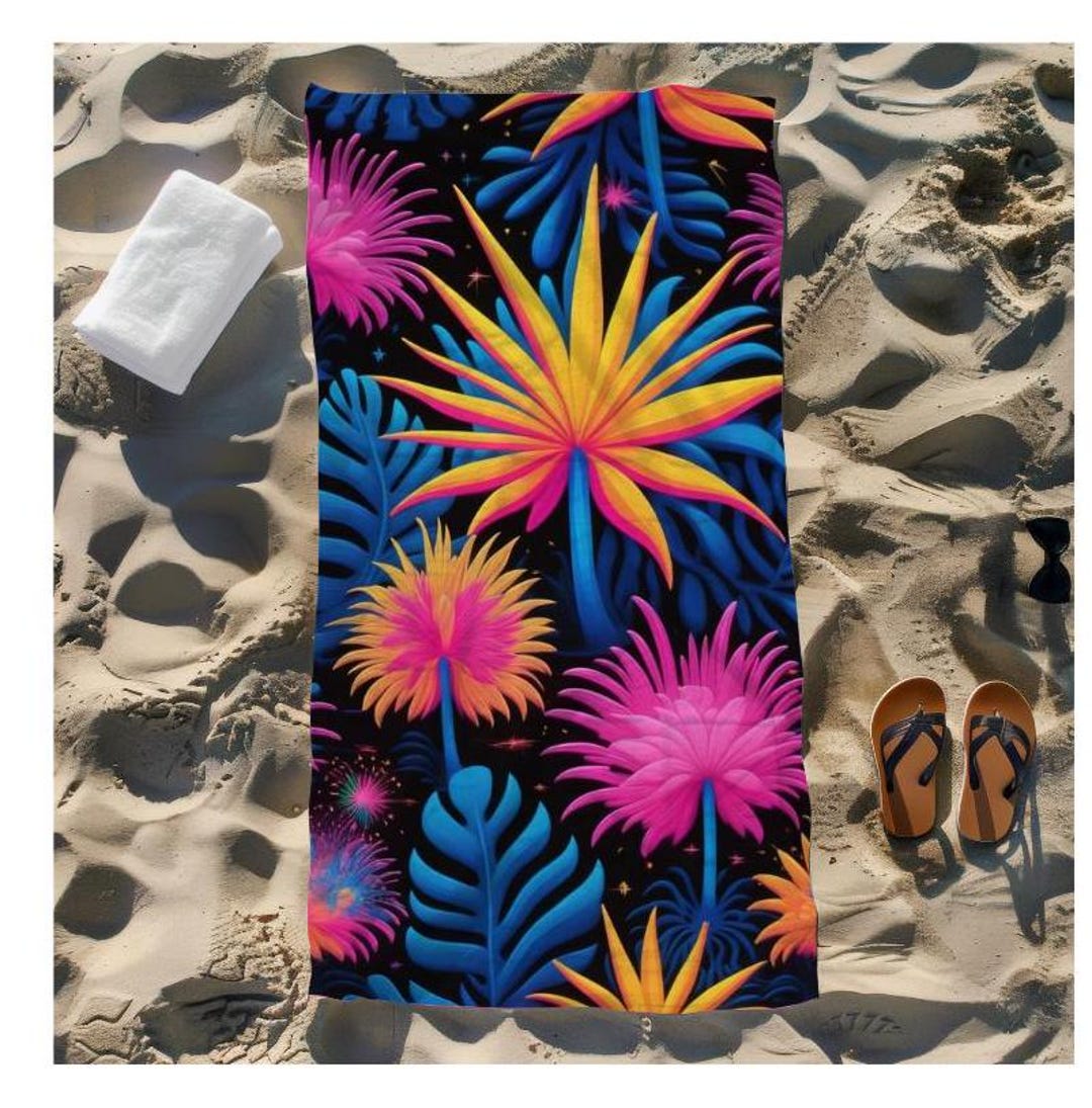 Vibrant Tropical Beach Towel, Colorful Summer Towel, Poolside Accessory ...