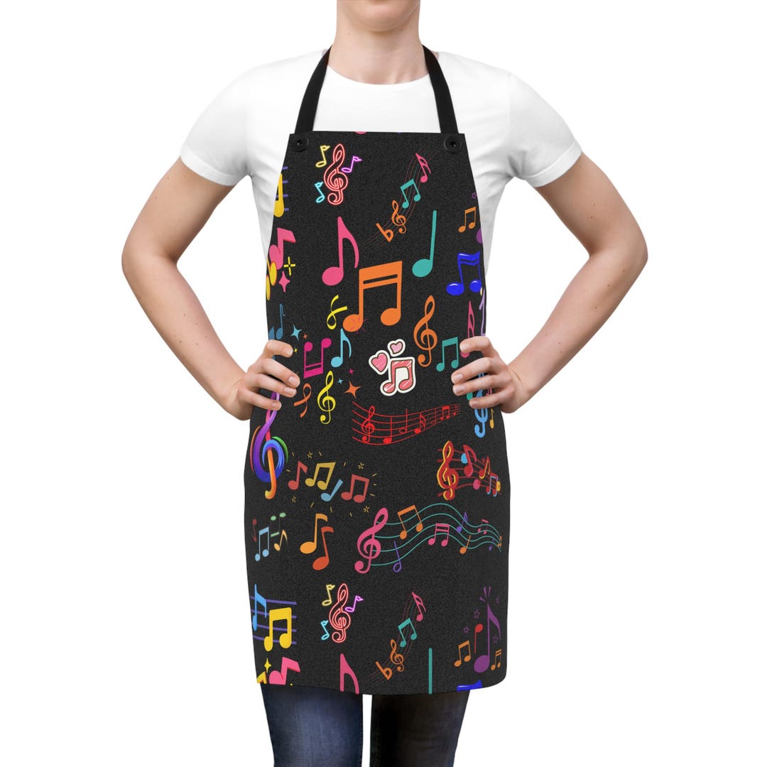 Bright Musical Notes Apron, Perfect for Music Teacher Cooking, Baking ...