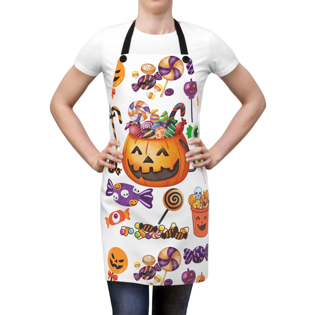 Halloween Candy Themed Apron, Fun Cooking Apron, Trick-or-treat Gift ...