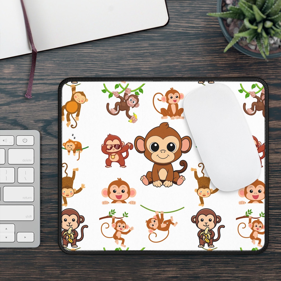 Cute Monkey Gaming Mouse Pad, Fun Jungle Desk Accessory, Gamer Gift ...