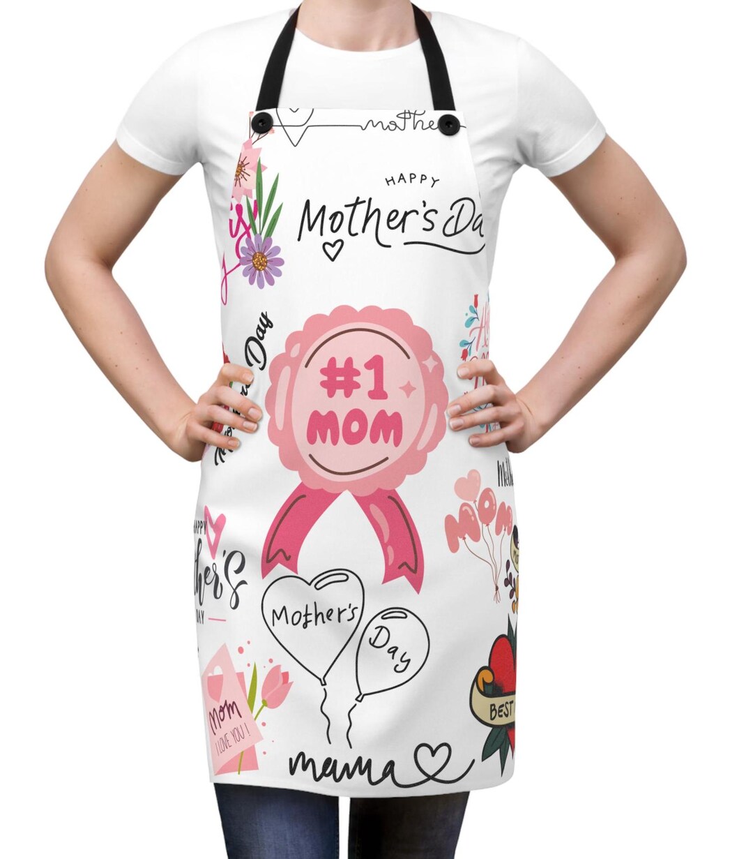 Mom #1 Apron for Mother's Day, Cute Cooking Gift for Moms, Floral ...