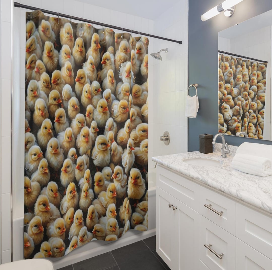 Cute Baby Chicks Chickens Shower Curtain, Fun Bath Decor, Gift for Bird ...