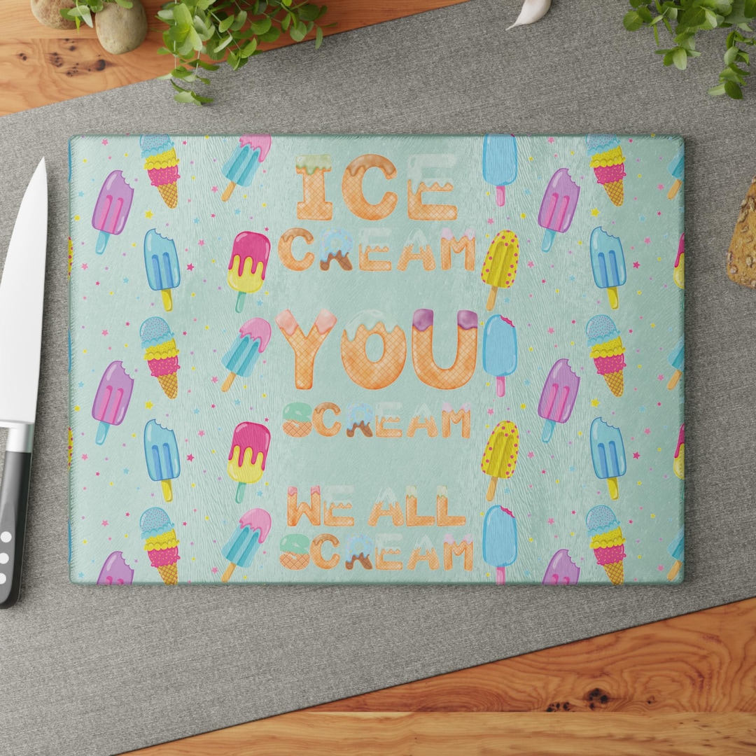 Colorful Ice Cream Cutting Board, Fun Kitchen Decor, Gift for Ice Cream ...