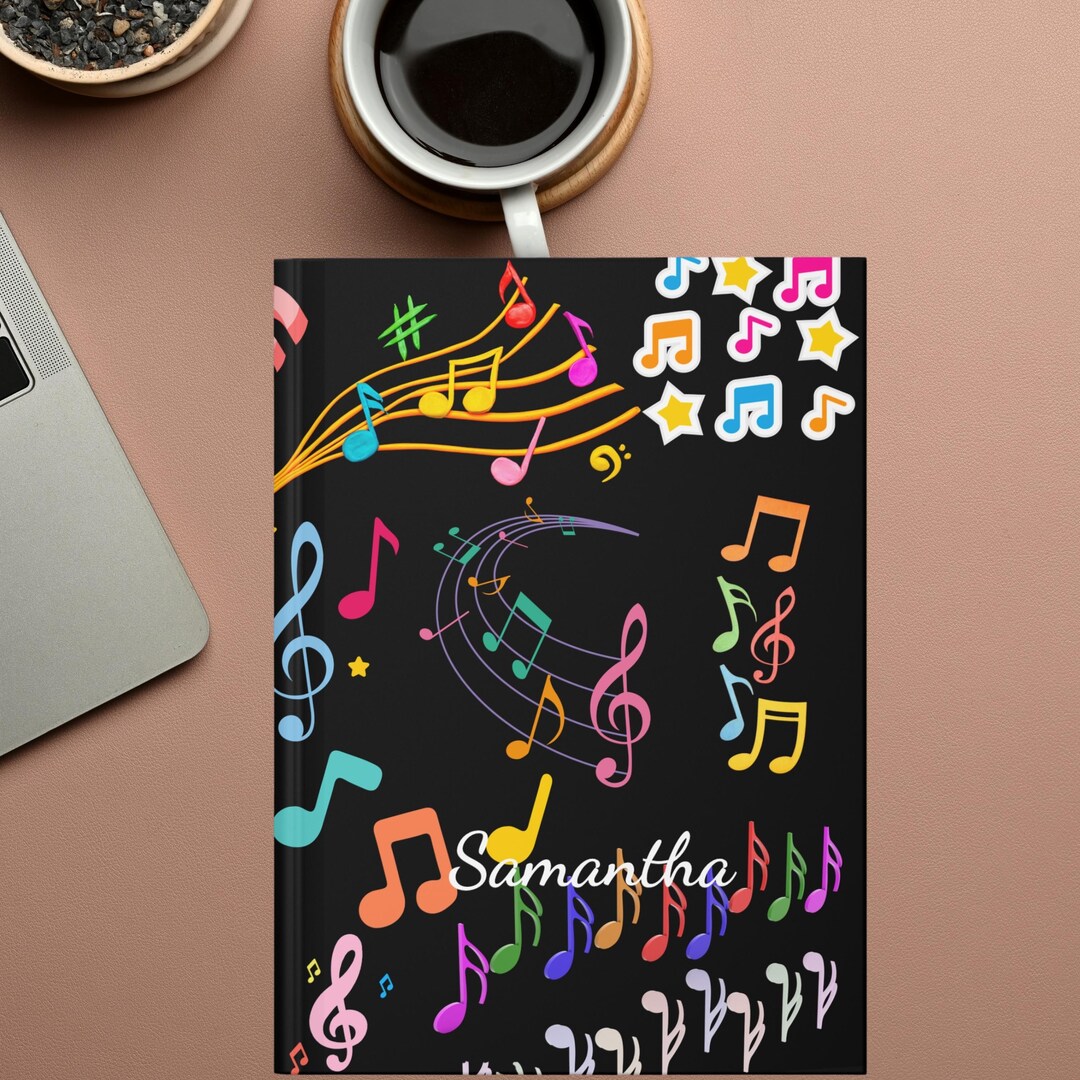 Custom Music Notes Hardcover Journal, Personalized Musical Notebook ...