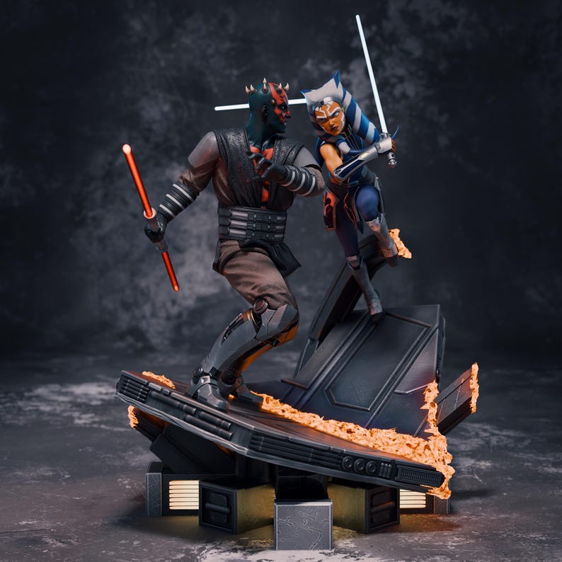 Ahsoka Tano Vs Darth Maul Fan Art 3D Print 1/12 Scale (unpainted) - Etsy