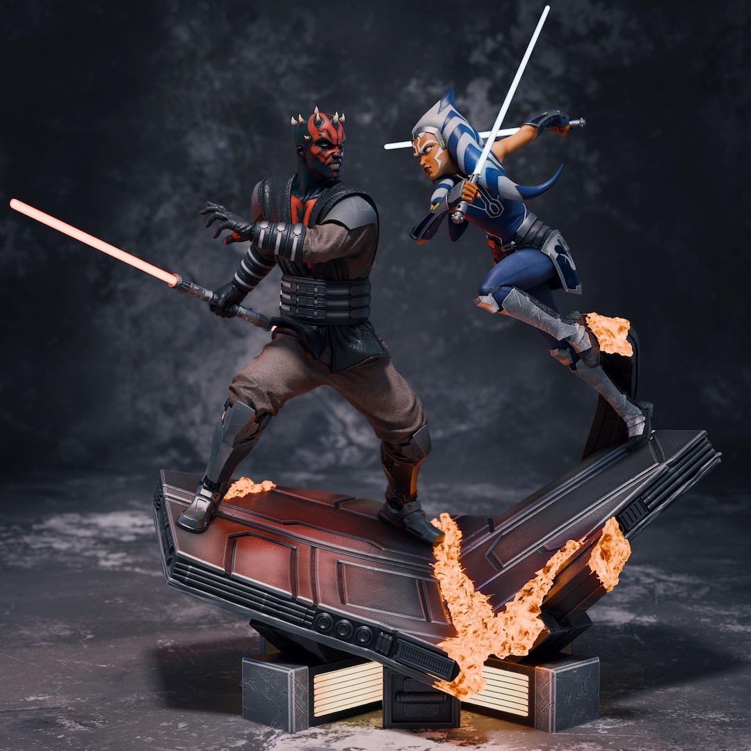 Ahsoka Tano Vs Darth Maul Fan Art 3D Print 1/12 Scale (unpainted) - Etsy