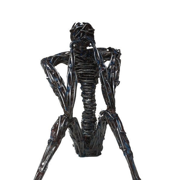 Metal Sitting Man Sculpture - Etsy