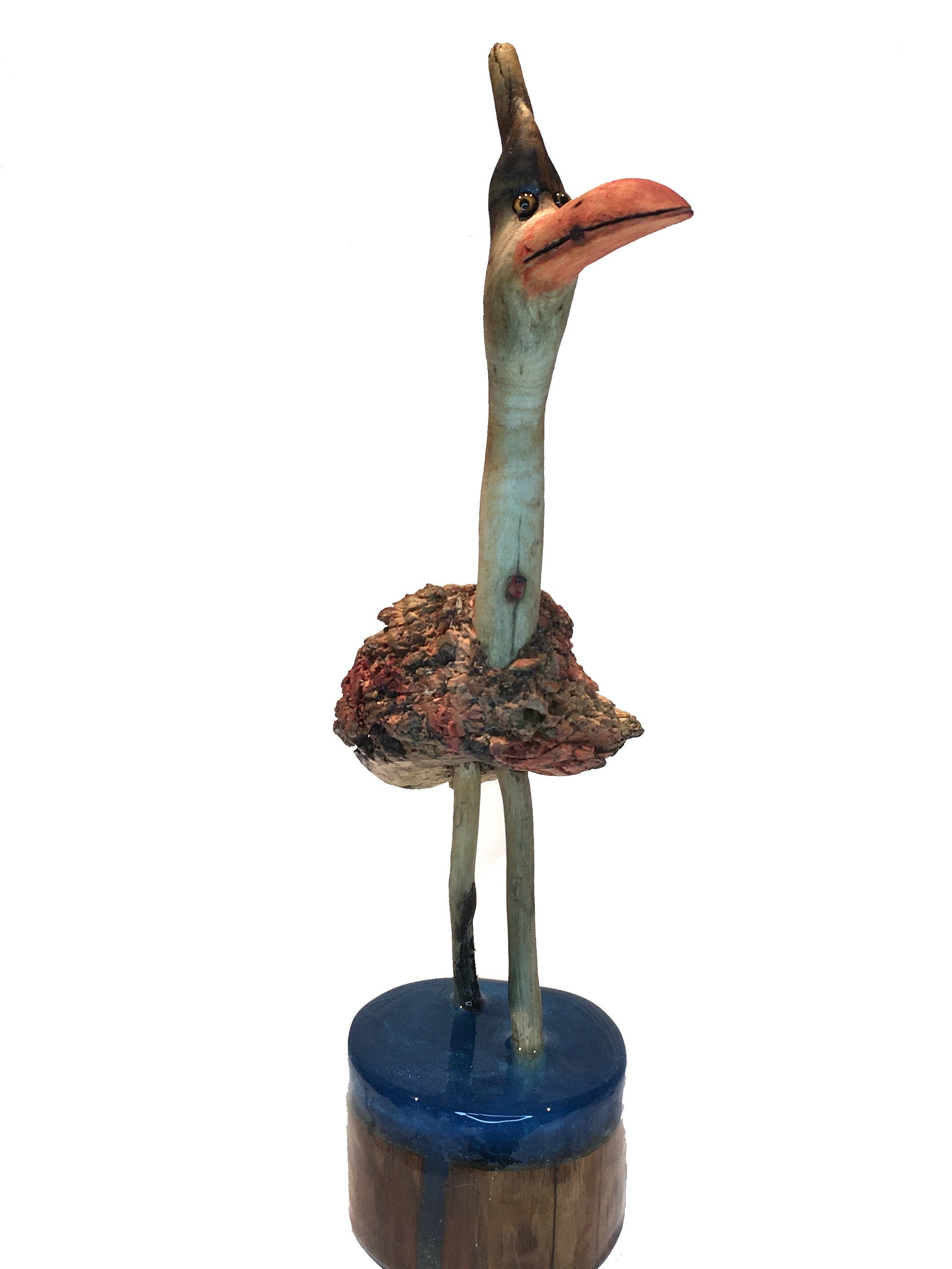 Driftwood Bird Walking in Water Art Sculpture, Gorgeous Handcrafted ...