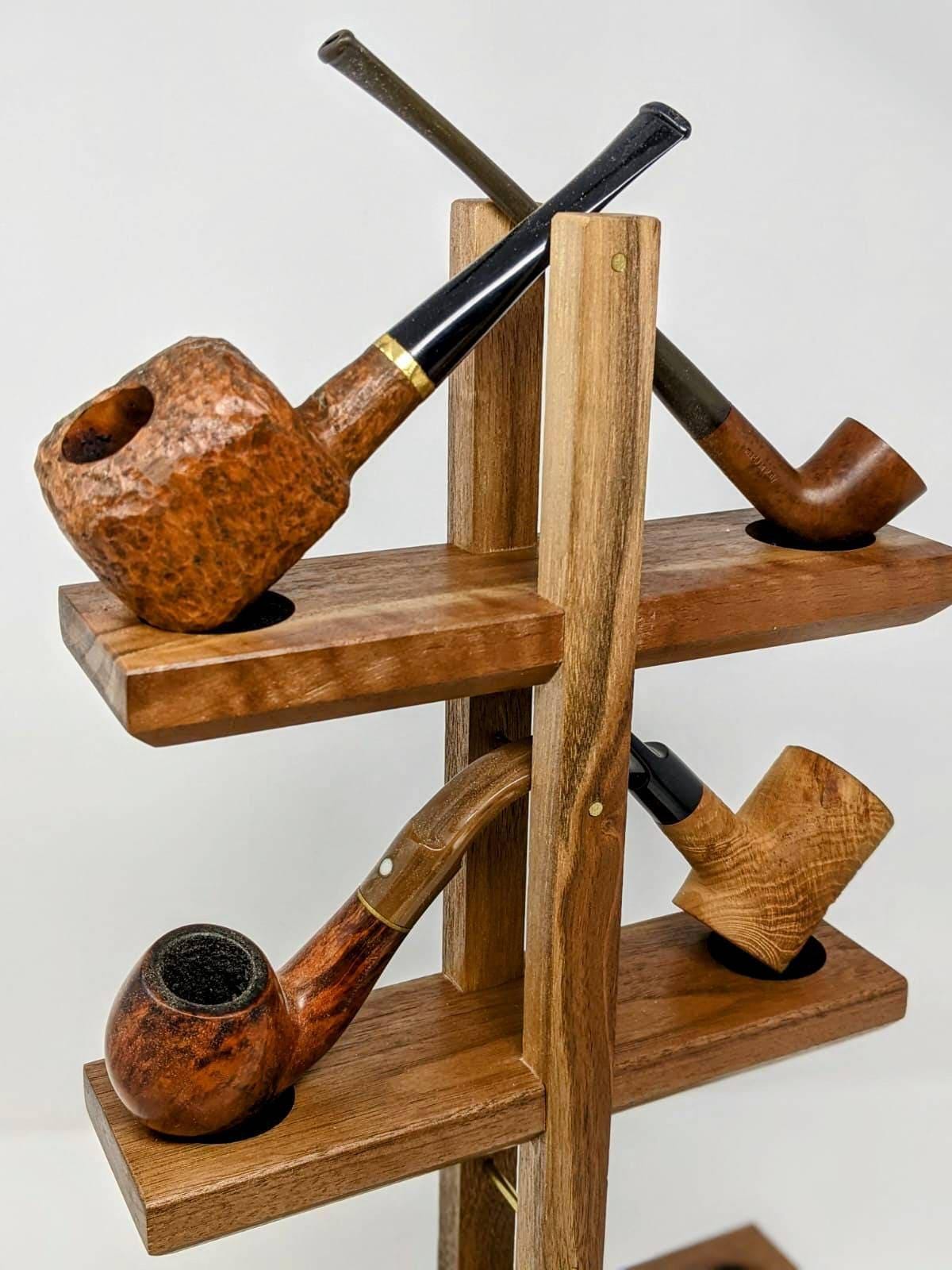 Wall Mounted Pipe Stand in Dark Walnut Pipe Rack Tobacco Pipe Holder ...
