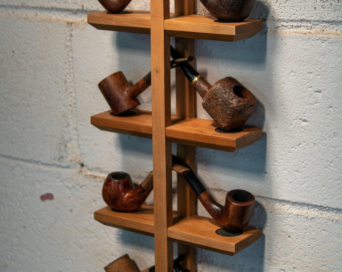 Cherry Wood Pipe Stand, Wall Mounted Pipe Stand, Hanging Pipe Rack With ...