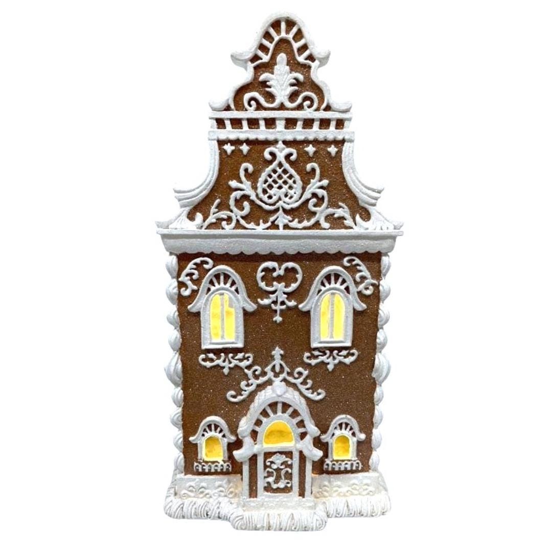 Christmas Brown Victorian 14" LED Lighted Hand Painted Gingerbread ...