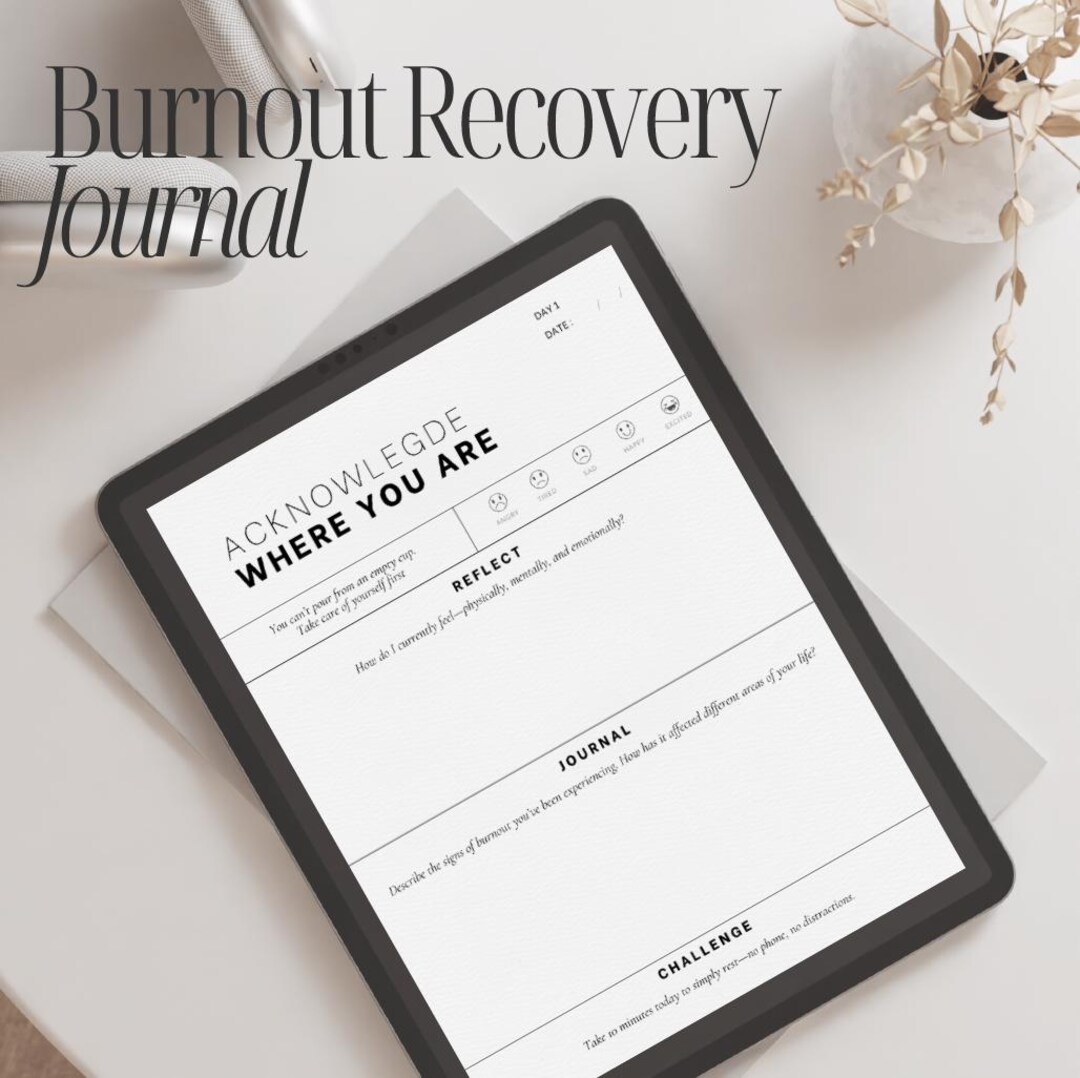 Burnout Recovery Journal | 30-day Self-care Planner | Mindfulness ...