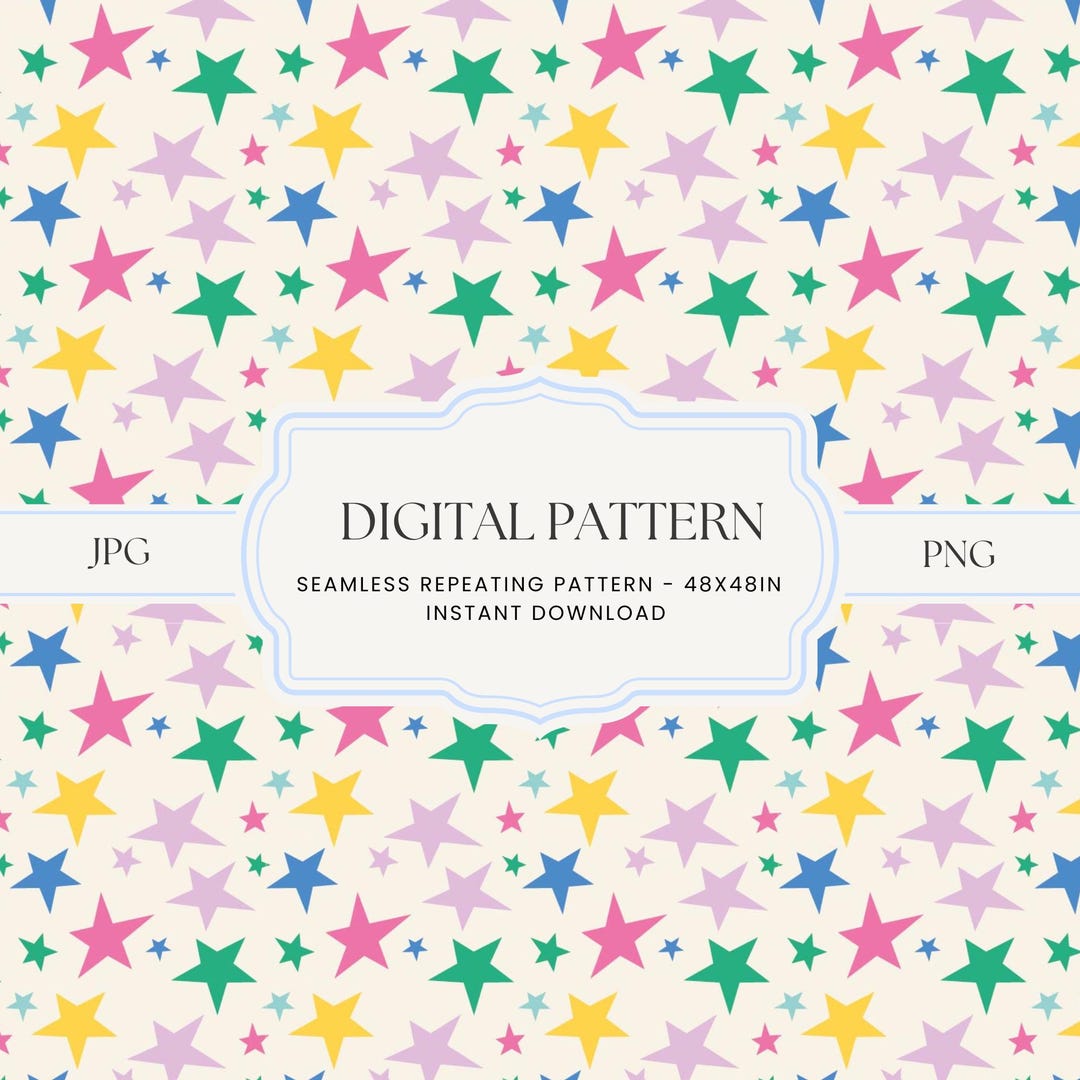 Colorful Retro Star Seamless Pattern, Rainbow Star Background, Groovy ...