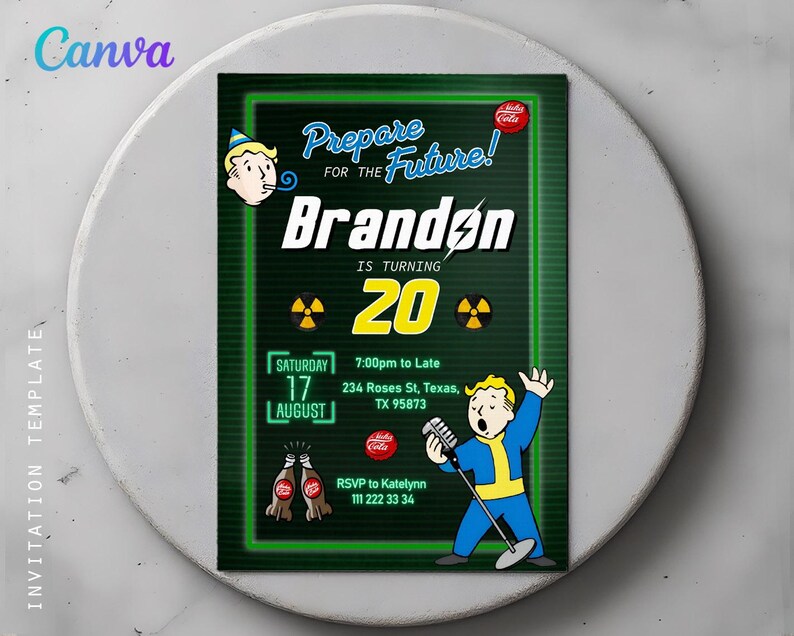 Fallout Birthday Invitation, Printable Invitation, Party Invite ...