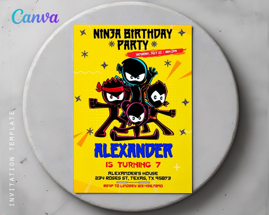 Ninja Kidz Editable Printable Invitation, Boy Girl Birthday Invitation ...