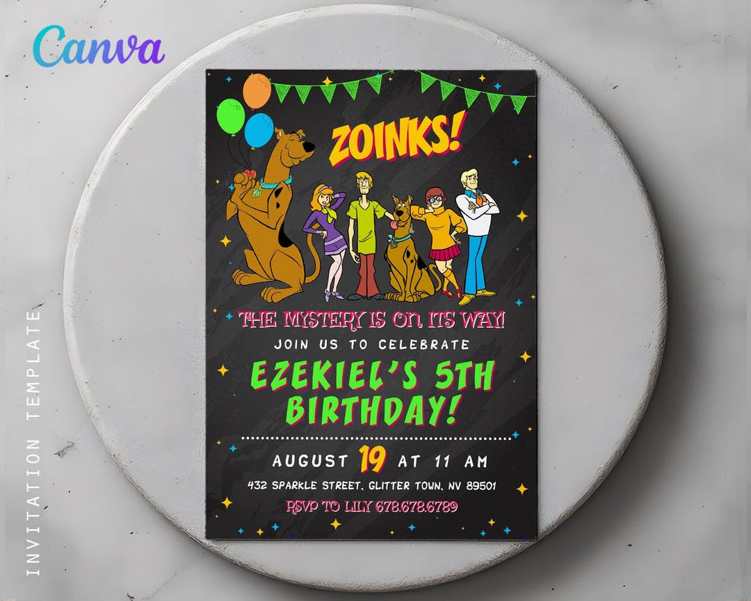 Printable Birthday Invitation, Scooby Doo Invitation, Editable Invite ...