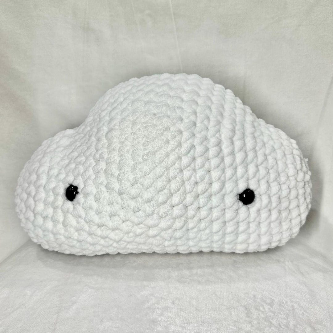Large 16” Cloud Crochet Stuffed Animal | Crochet White Cloud Plush ...