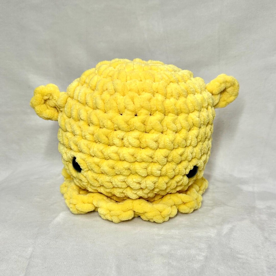 7” Crochet Cuttlefish Stuffed Animal | Crochet Yellow Cuttlefish Plush ...
