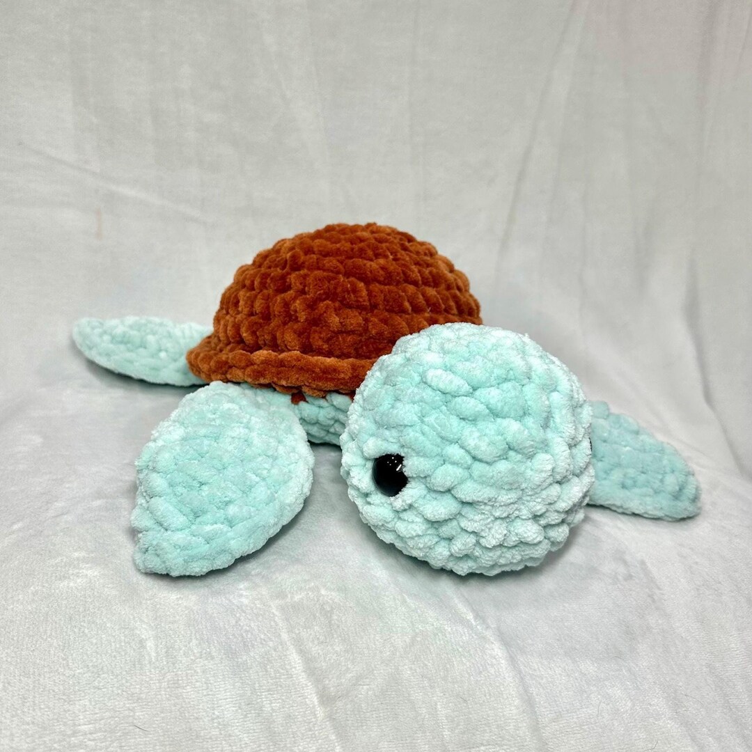 Large 14” Crochet Turtle Stuffed Animal | Crochet Sea Turtle Plush ...