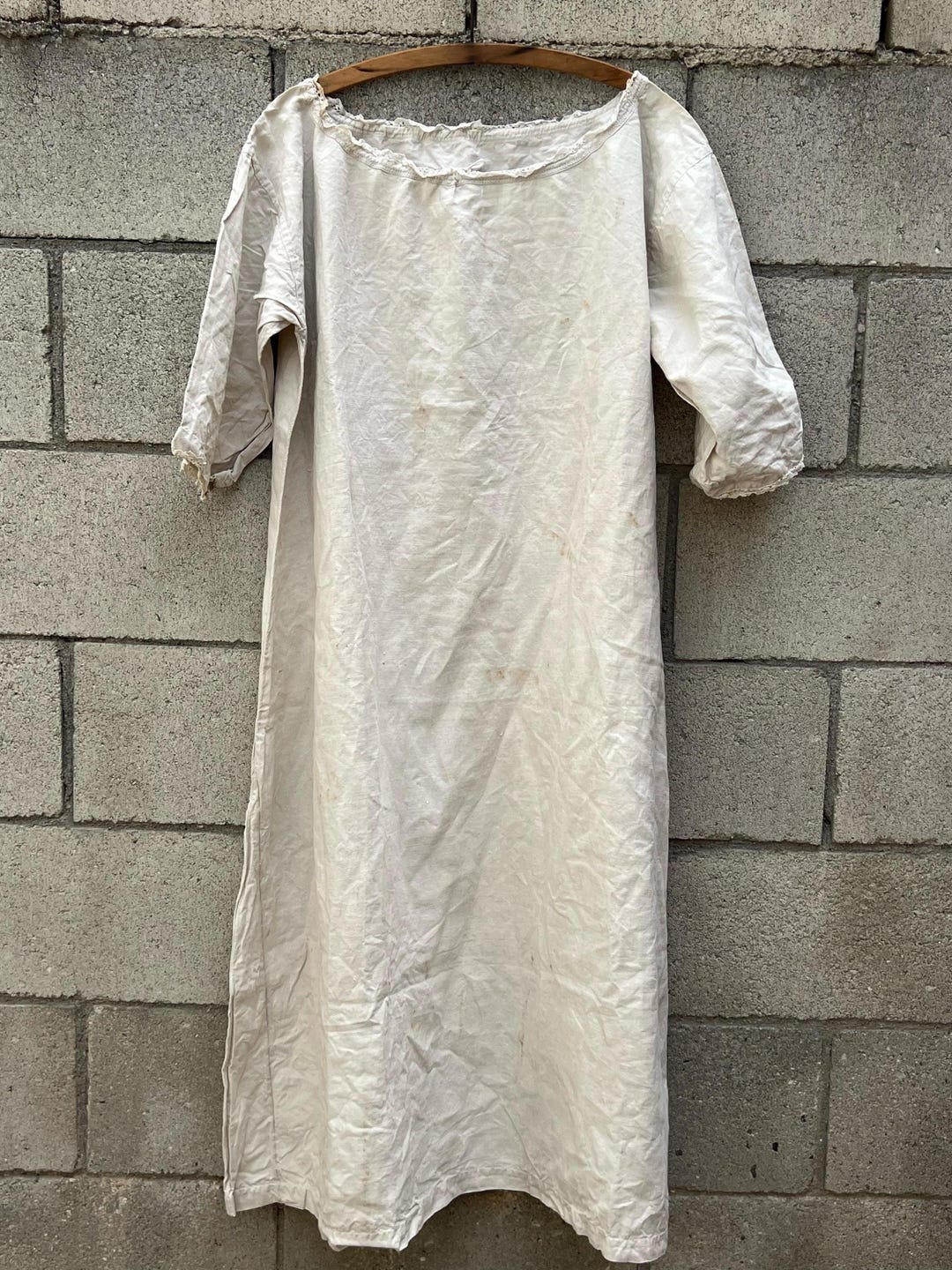 Vintage 1930s French Linen Nightgown With Lace & Monogram - Etsy