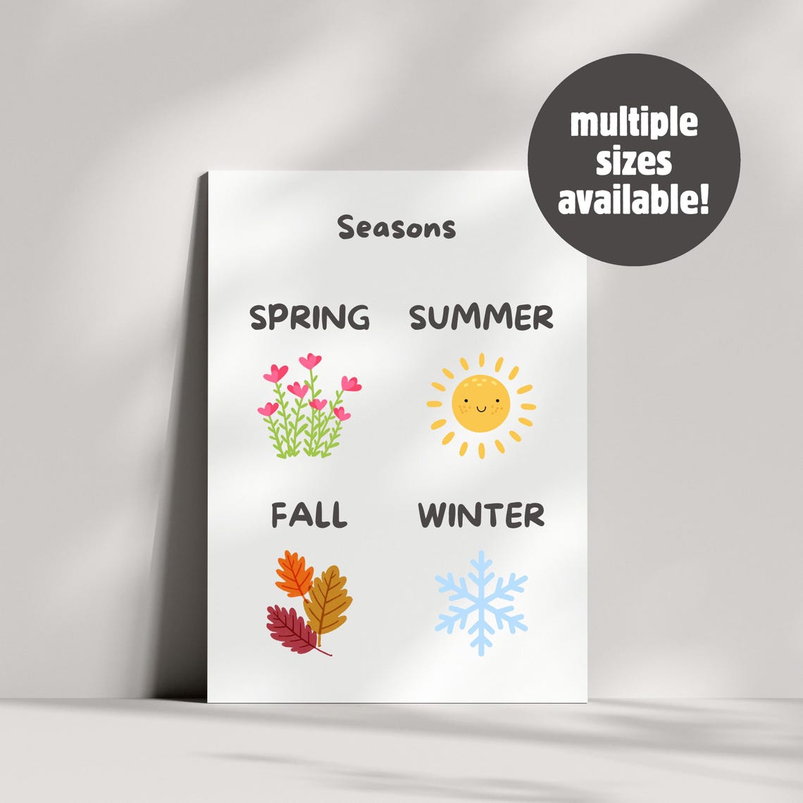 Seasons of the Year Print [US] | 4 Seasons Poster for Kids ...