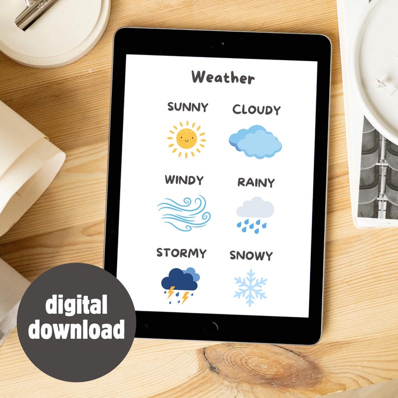 Weather Poster Print | Digital Download | Kids Weather Chart ...
