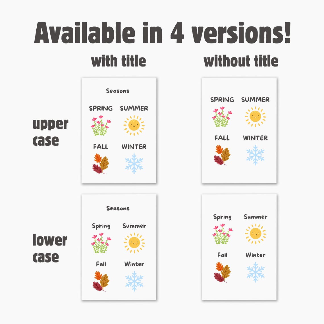 Seasons of the Year Print [US] | 4 Seasons Poster for Kids ...