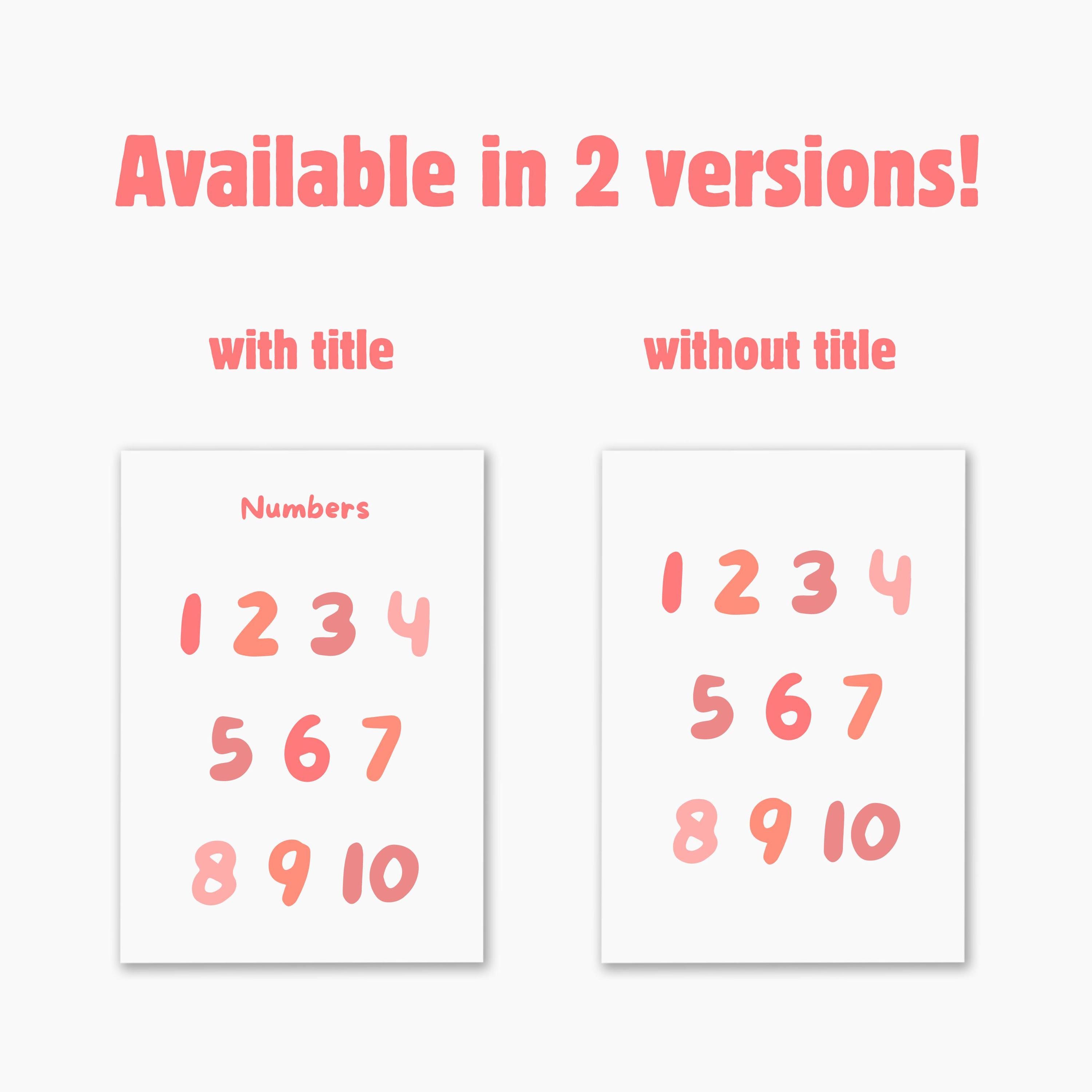 Red Numbers Print | Digital Download | 123 Poster for Kids ...