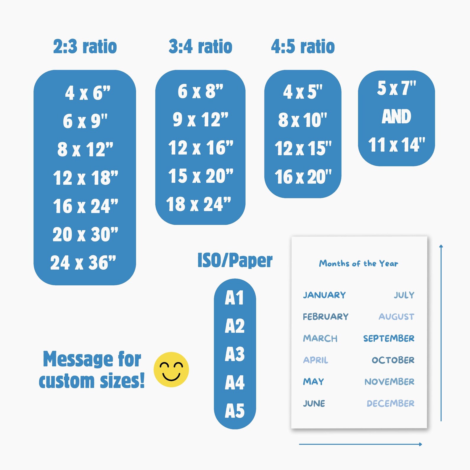 Blue Months of the Year Print | Digital Poster for Kids | Educational ...