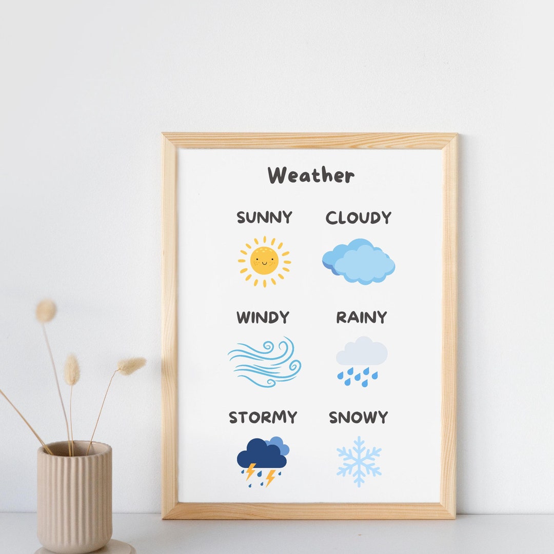 Weather Poster Print | Digital Download | Kids Weather Chart ...