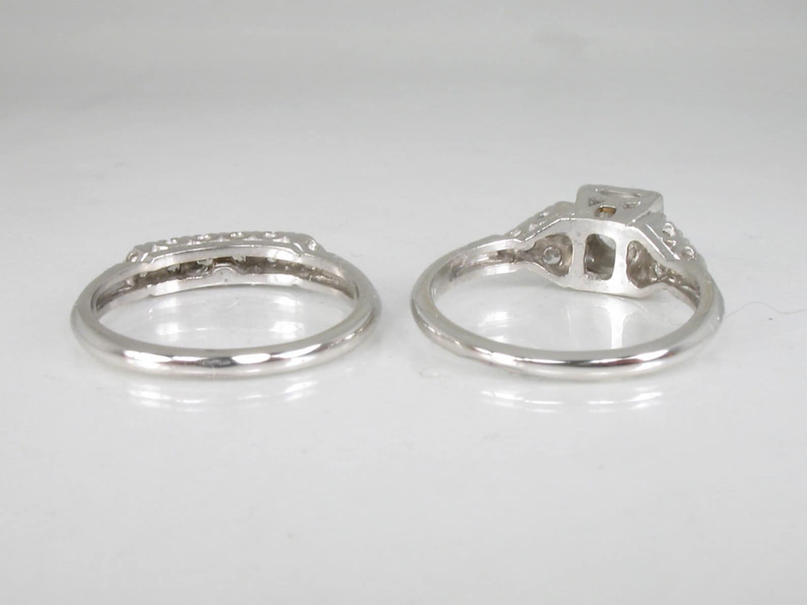 Superb Vintage Two Piece Diamond Wedding Ring Set Mid - Etsy