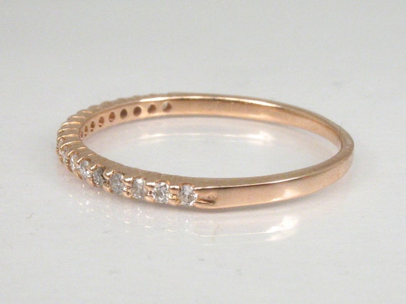 Dainty Rose Gold Diamond Stacking Wedding Ring - 14K … - Gem
