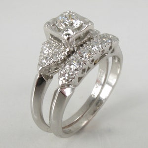 Superb Vintage Two Piece Diamond Wedding Ring Set - Mid Century Styling ...