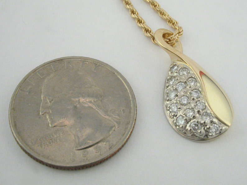 Diamond Cluster Pendant & Chain - Pear Shape - Diamonds Set in 10.3 ...