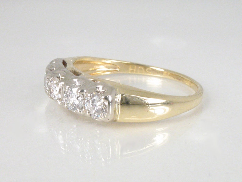 Vintage Diamond Wedding Ring - Mid-century 14K Gold Mid-century 0.50 ...